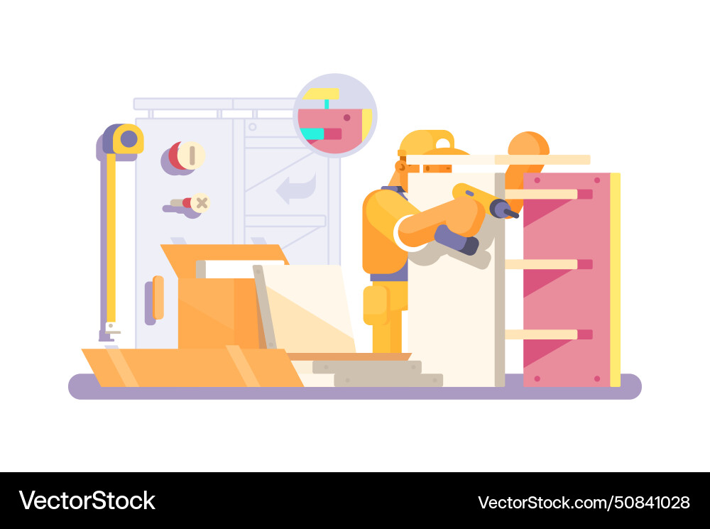 Furniture assembly process Royalty Free Vector Image