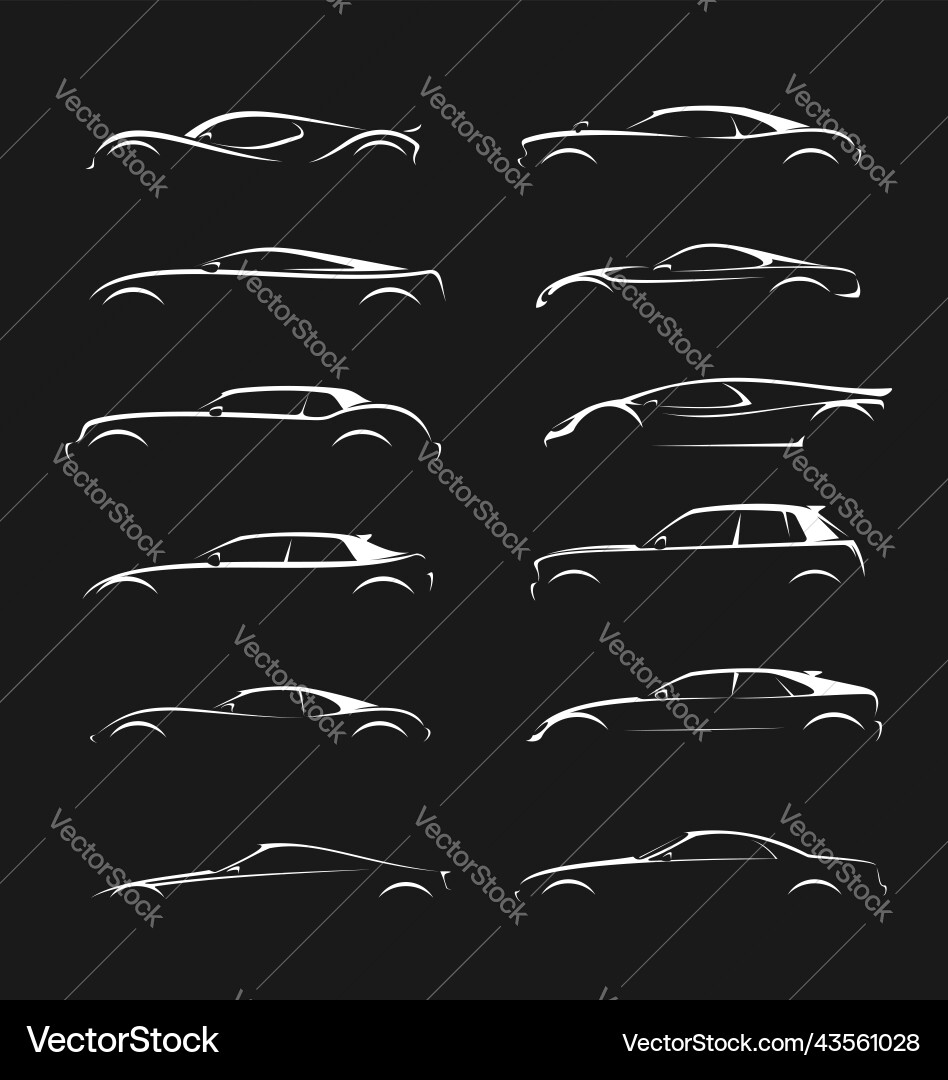 Futuristic Car Silhouettes - Speed & Tech Vector Image