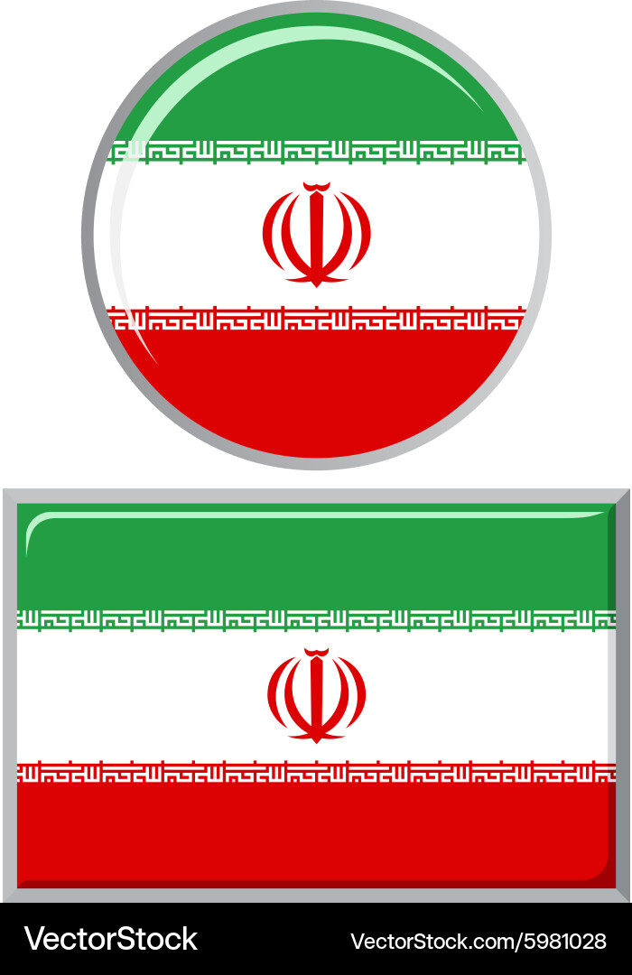 Iranian round and square icon flag Royalty Free Vector Image