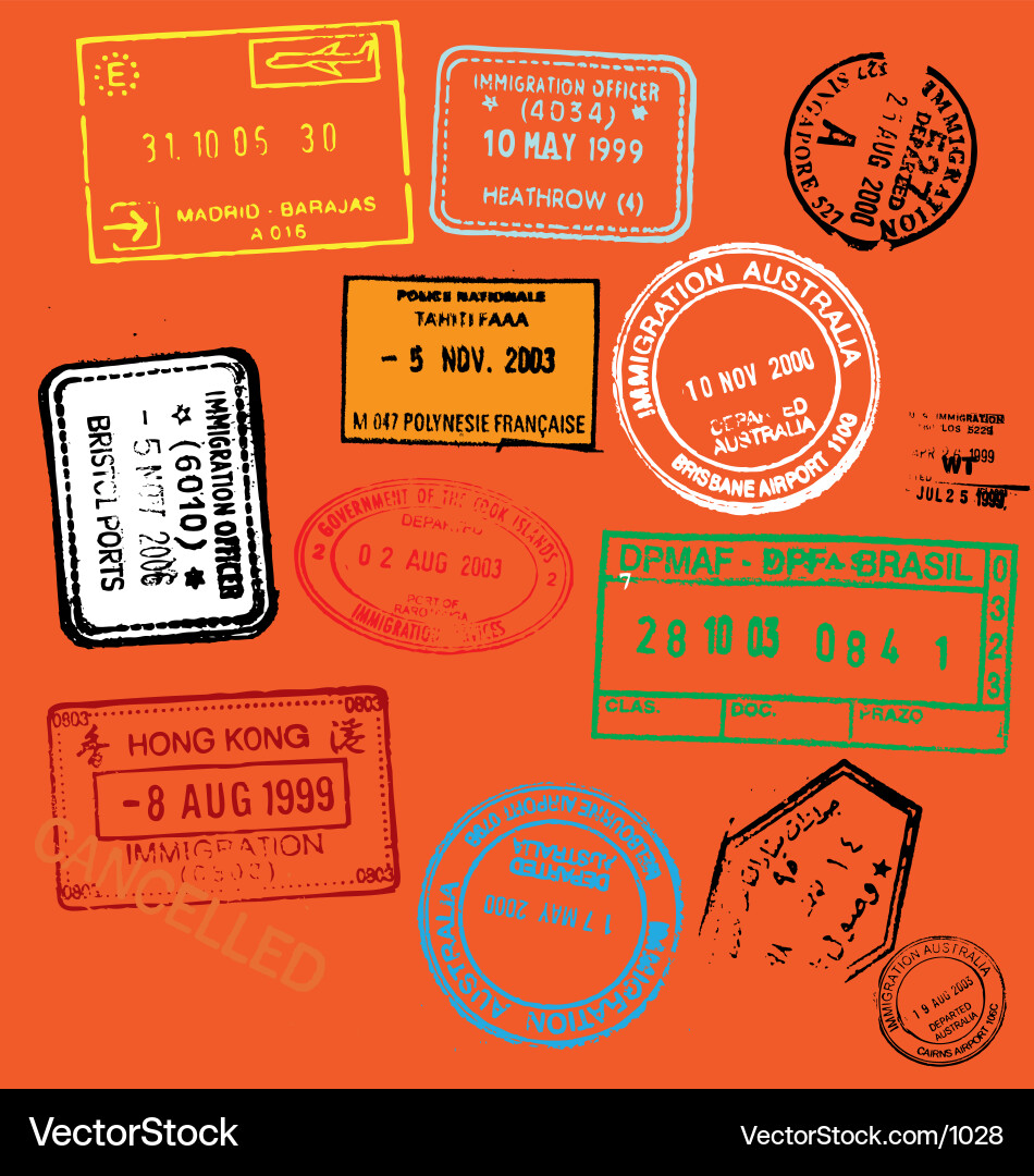 Passport stamps Royalty Free Vector Image - VectorStock