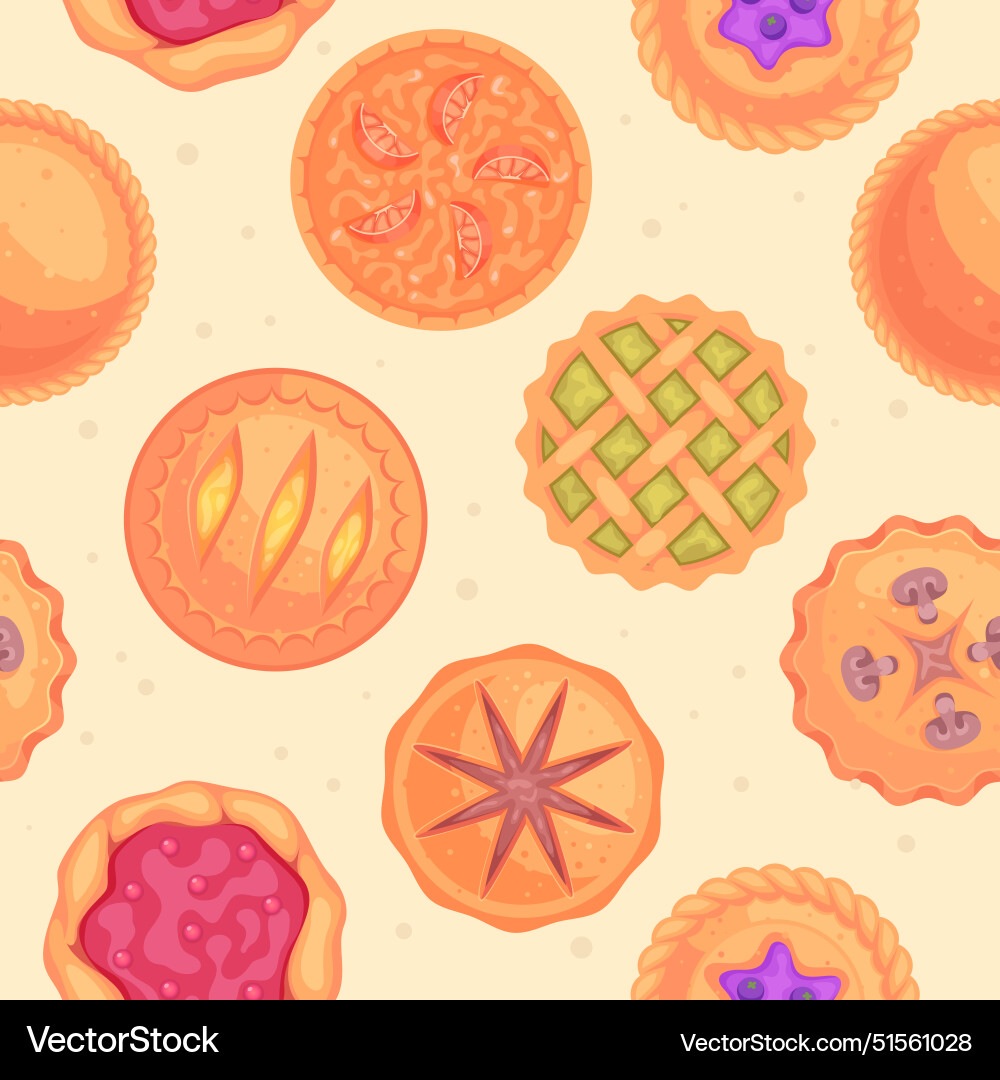Pie pattern tasty food exact seamless background Vector Image