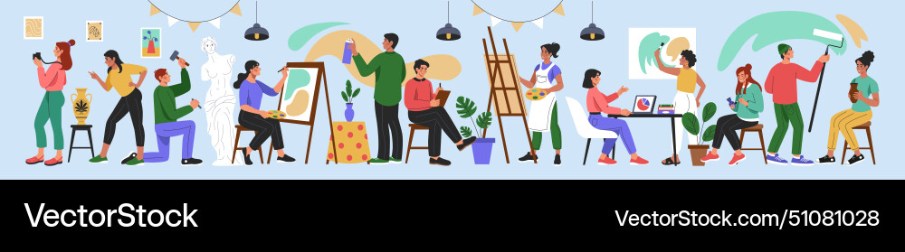 Profession creative craft character group artist Vector Image