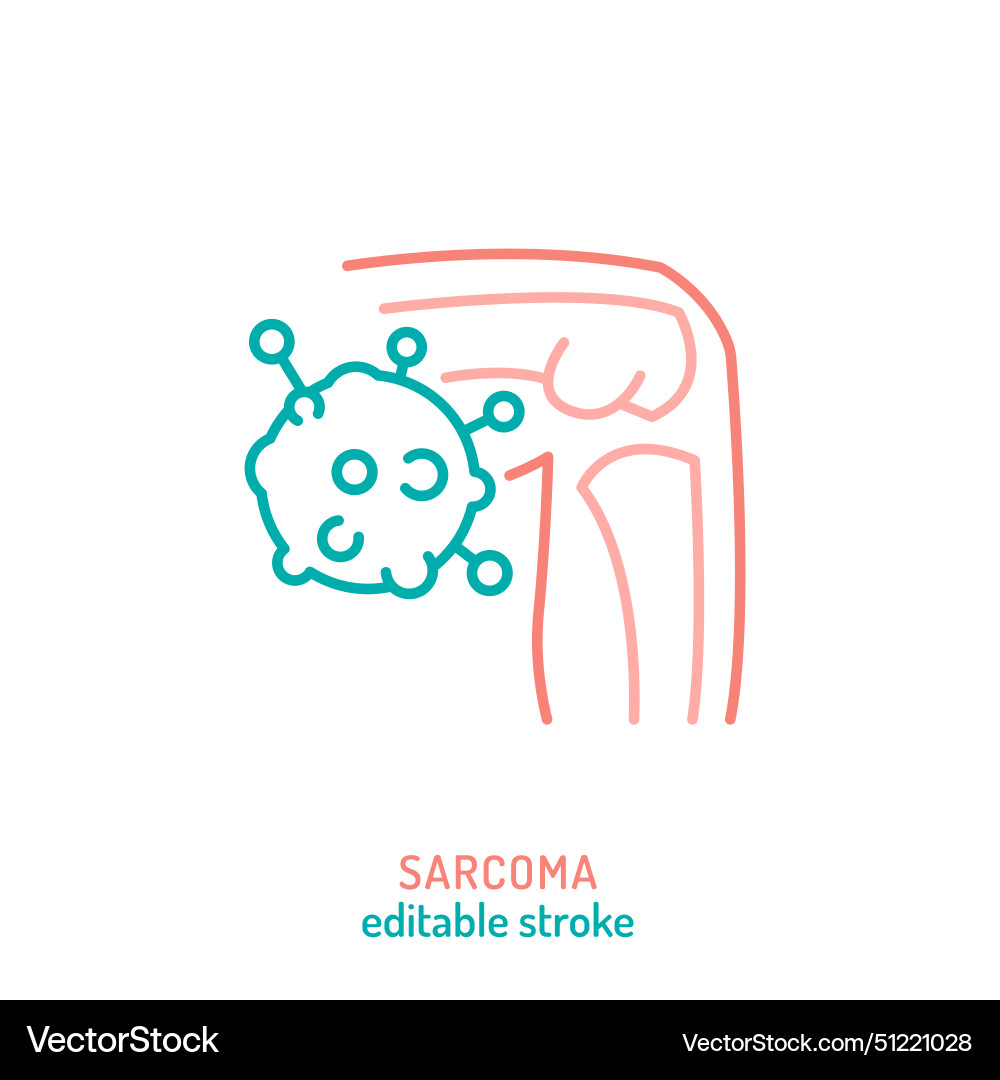 Sarcoma bone cancer outline icon osteosarcoma Vector Image