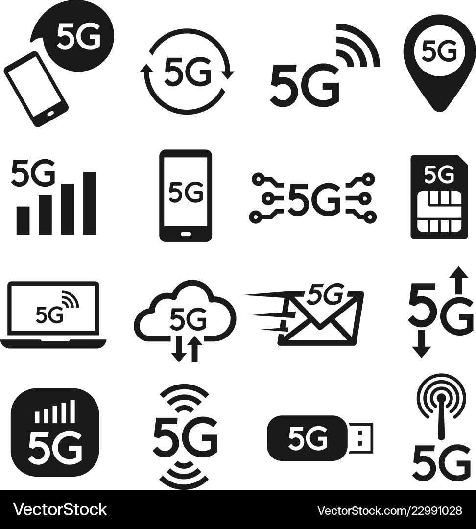 Standard 5g icon set for internet and phone Vector Image