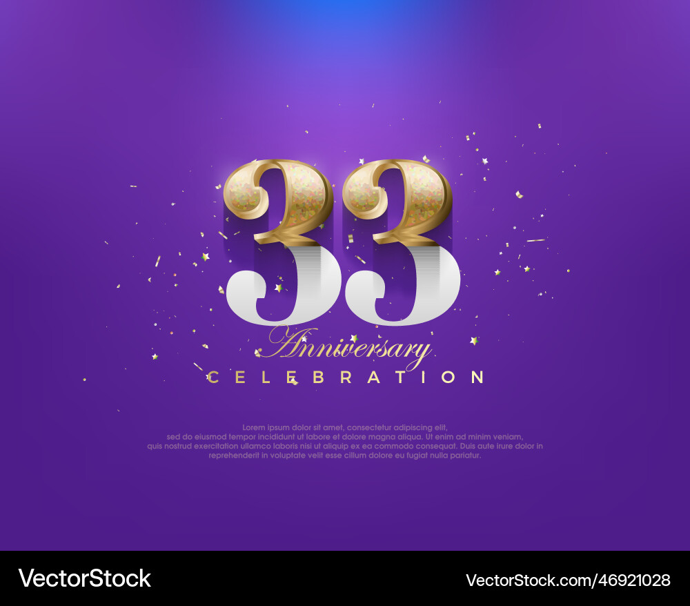 Unique classic number 33rd for an anniversary Vector Image