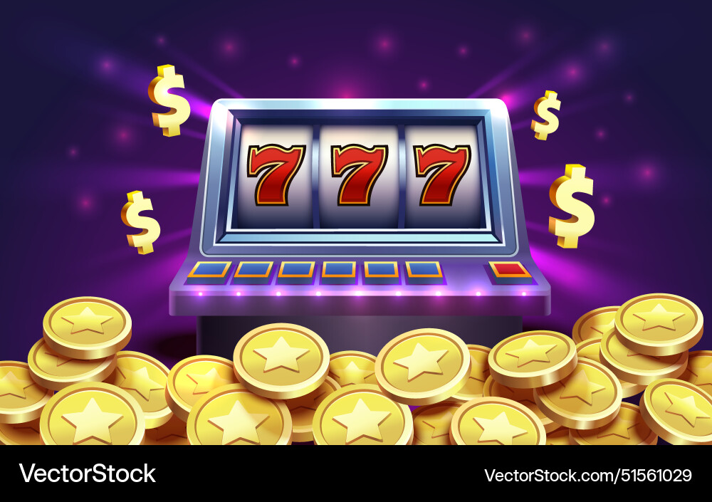 Casino slots machine winner jackpot fortune Vector Image