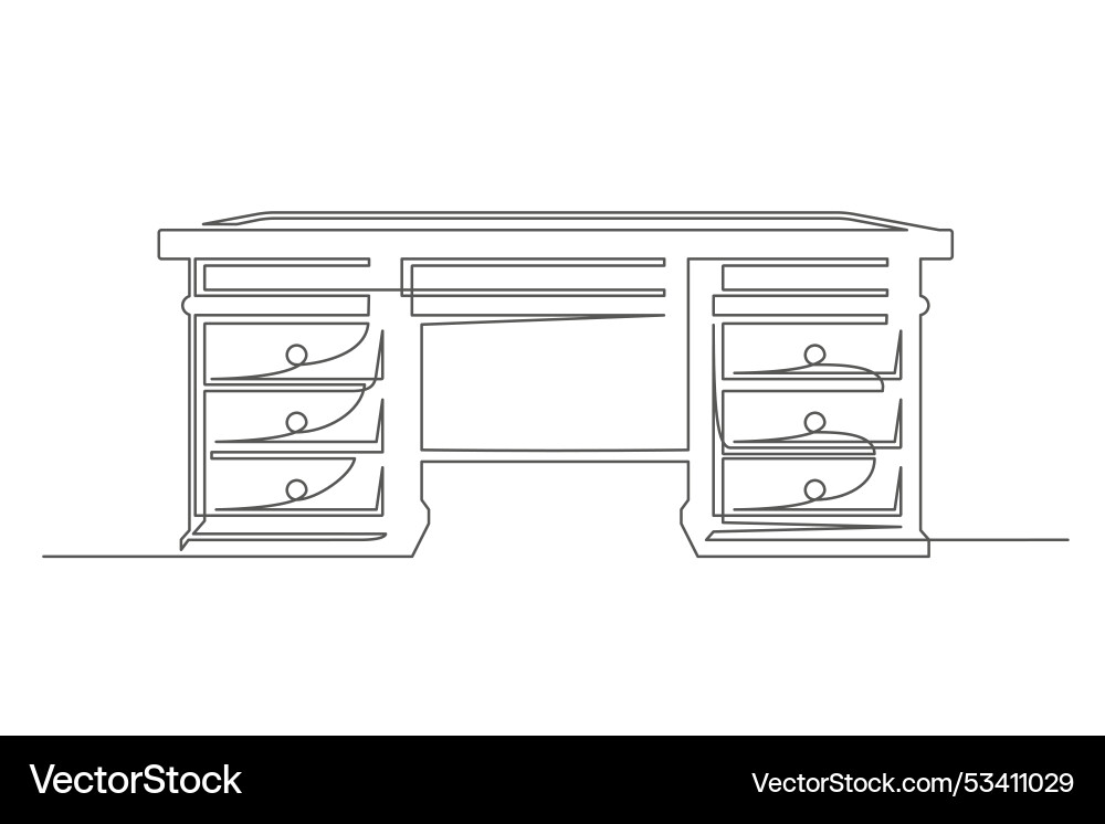 Continuous one line drawing desk Royalty Free Vector Image