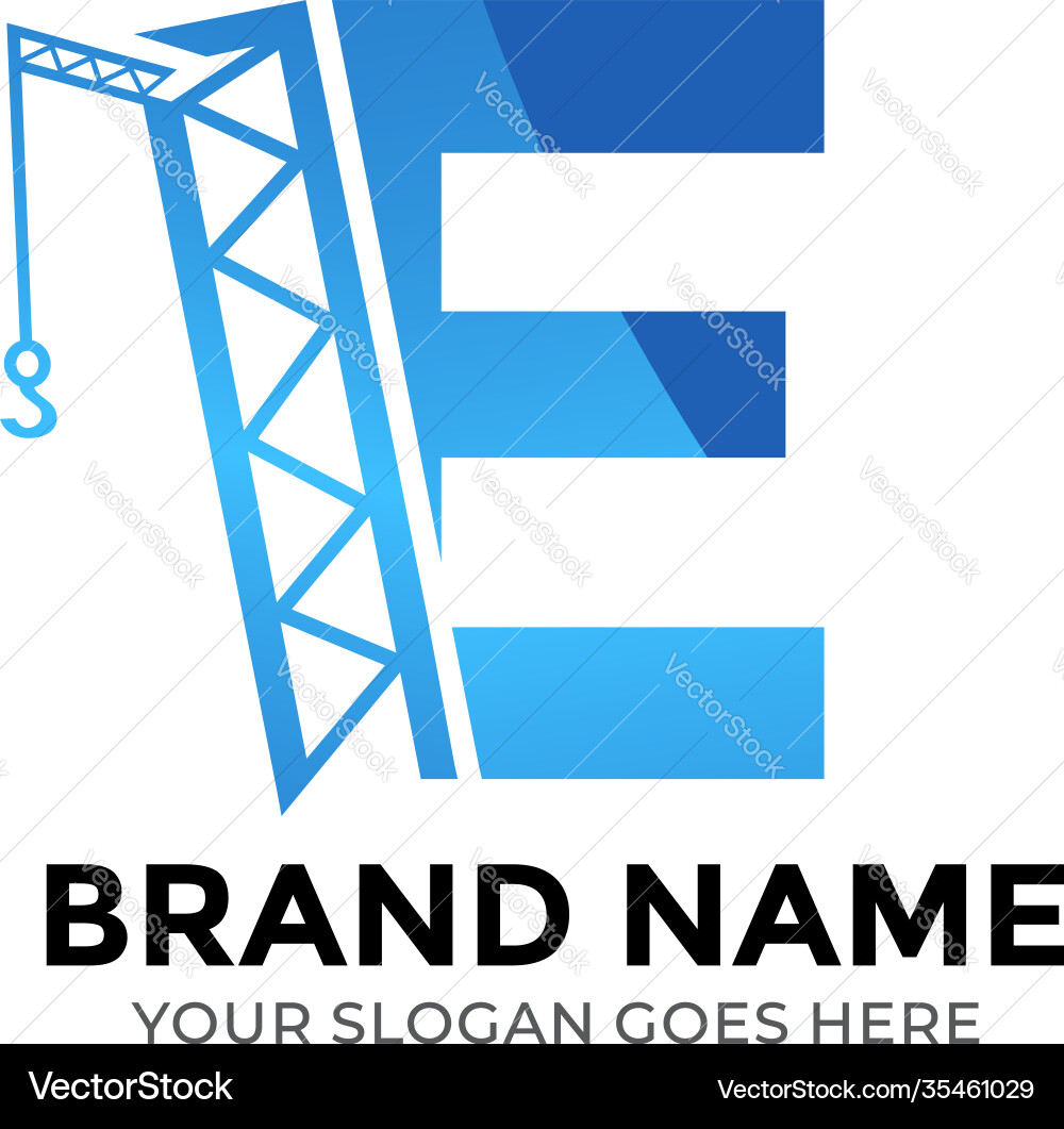 E construction logo design concept Royalty Free Vector Image