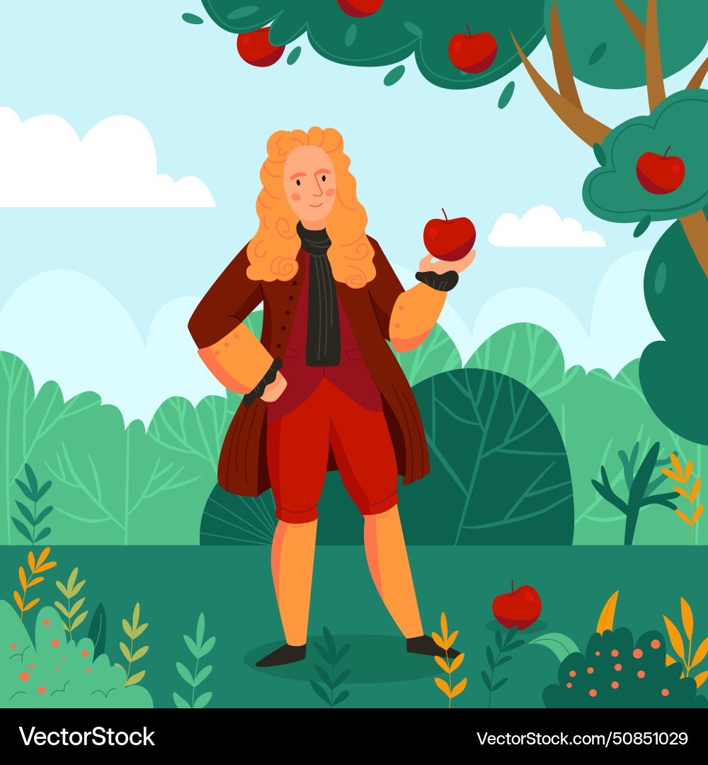 Great scientist newton Royalty Free Vector Image