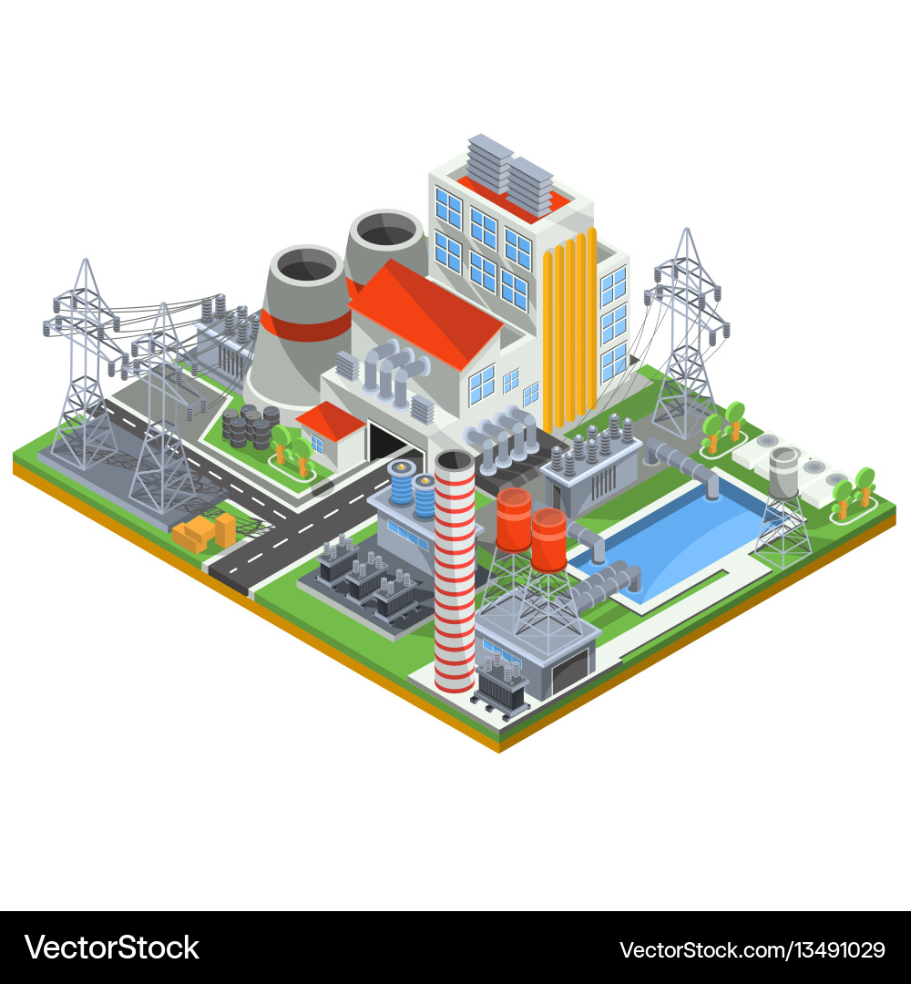Isometric of a nuclear power Royalty Free Vector Image