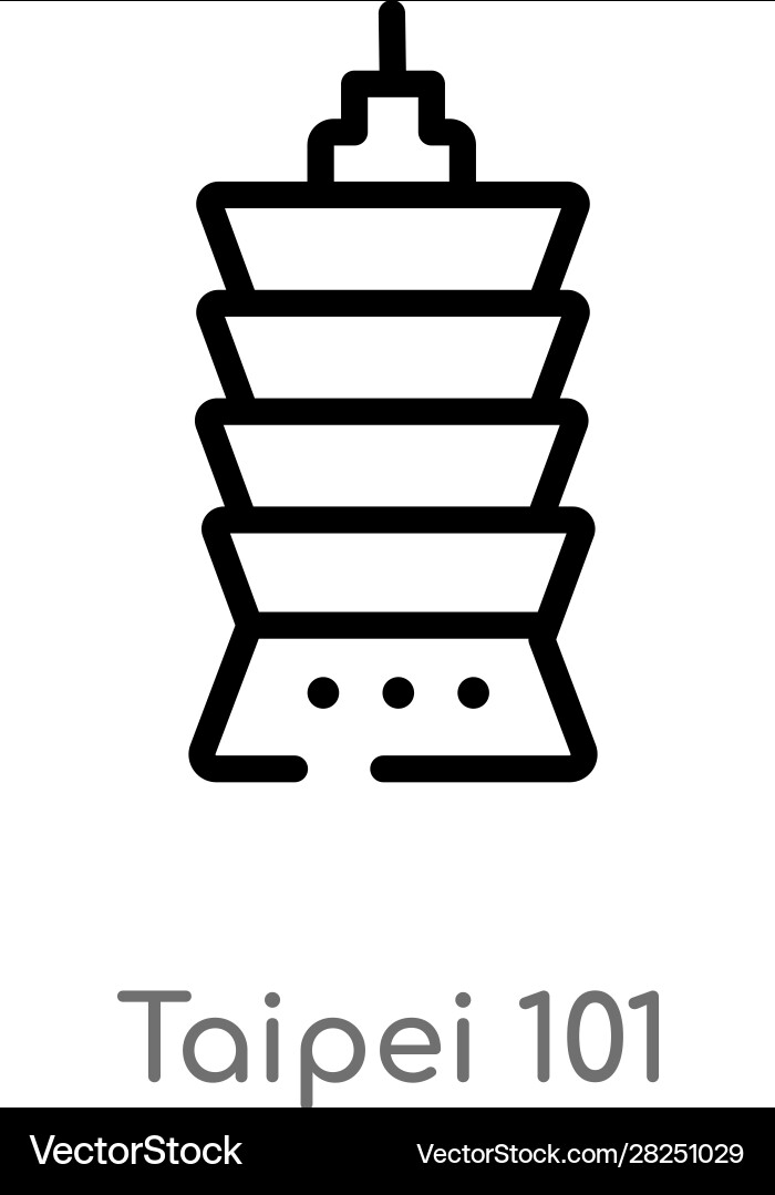 Outline taipei 101 icon isolated black simple Vector Image
