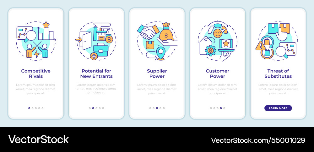 Porter 5 forces onboarding mobile app screen Vector Image