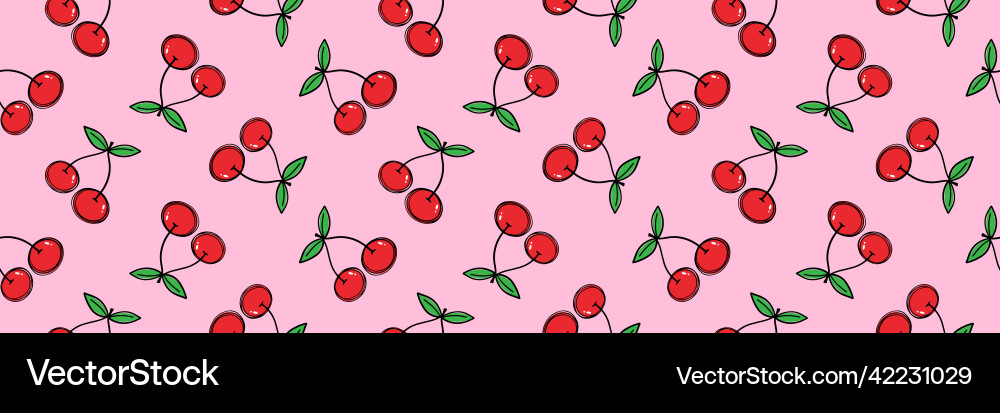 Red Cherry Seamless Pattern Royalty Free Vector Image
