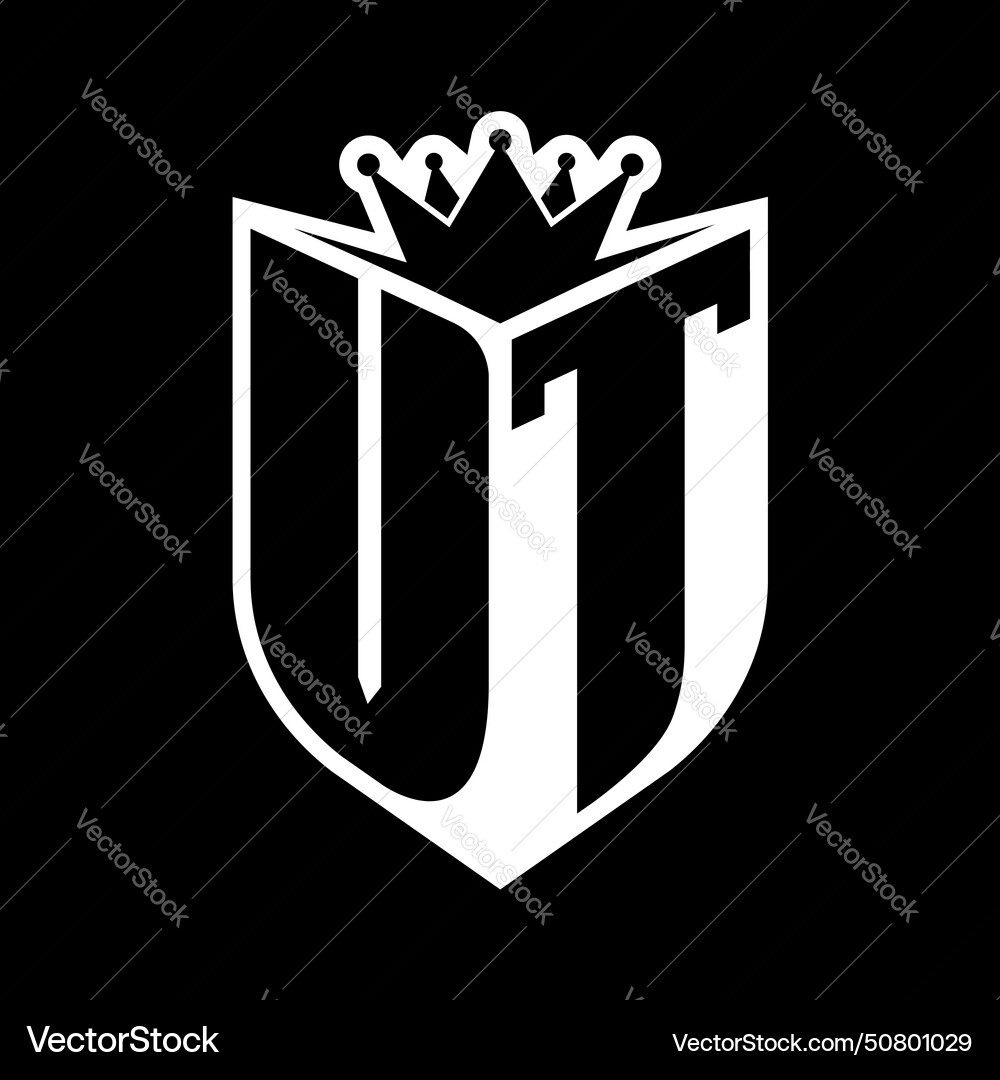 Vt letter bold monogram with shield shape Vector Image
