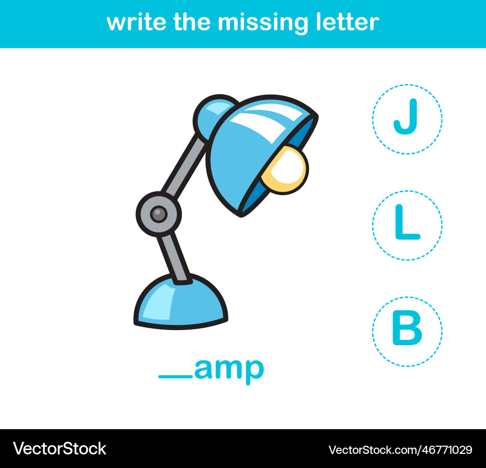 Write the missing letter Royalty Free Vector Image