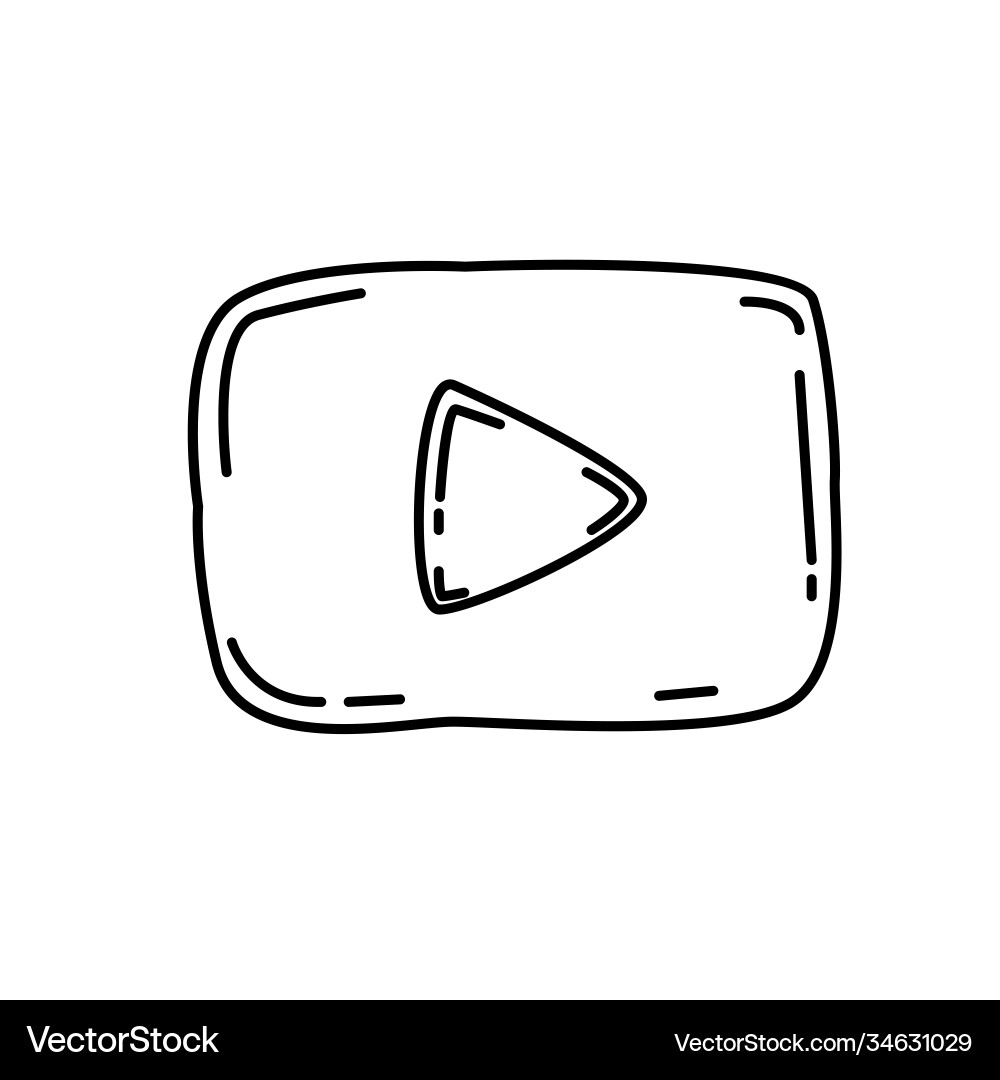 Youtube icon doodle hand drawn or black outline Vector Image