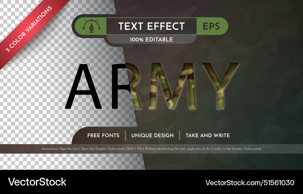 Army Text Effect Mockup Royalty Free Vector Image