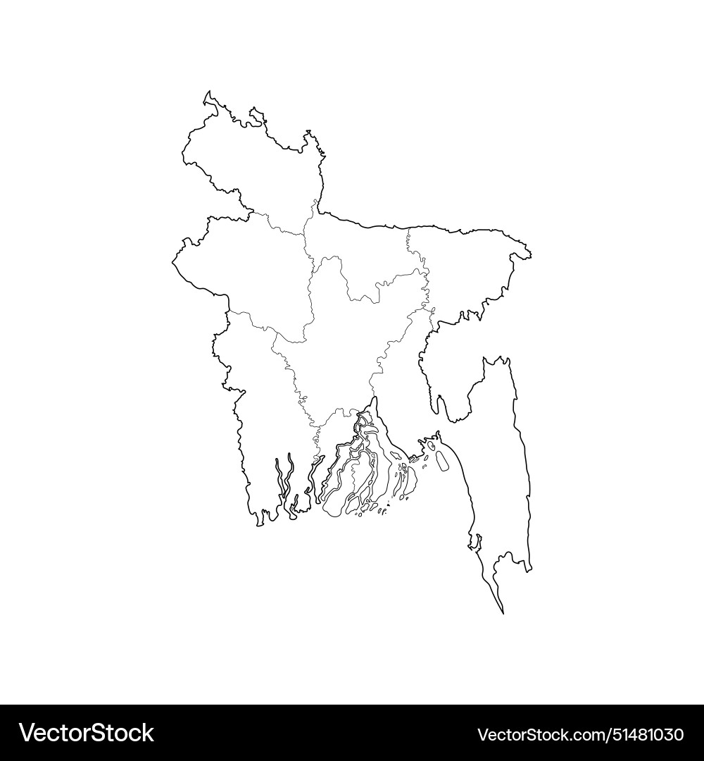 Bangladesh line map icon Royalty Free Vector Image