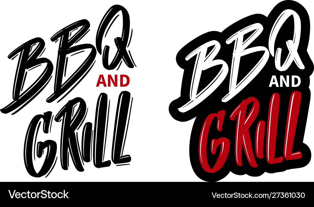 Bbq and grill modern brush lettering text logo Vector Image