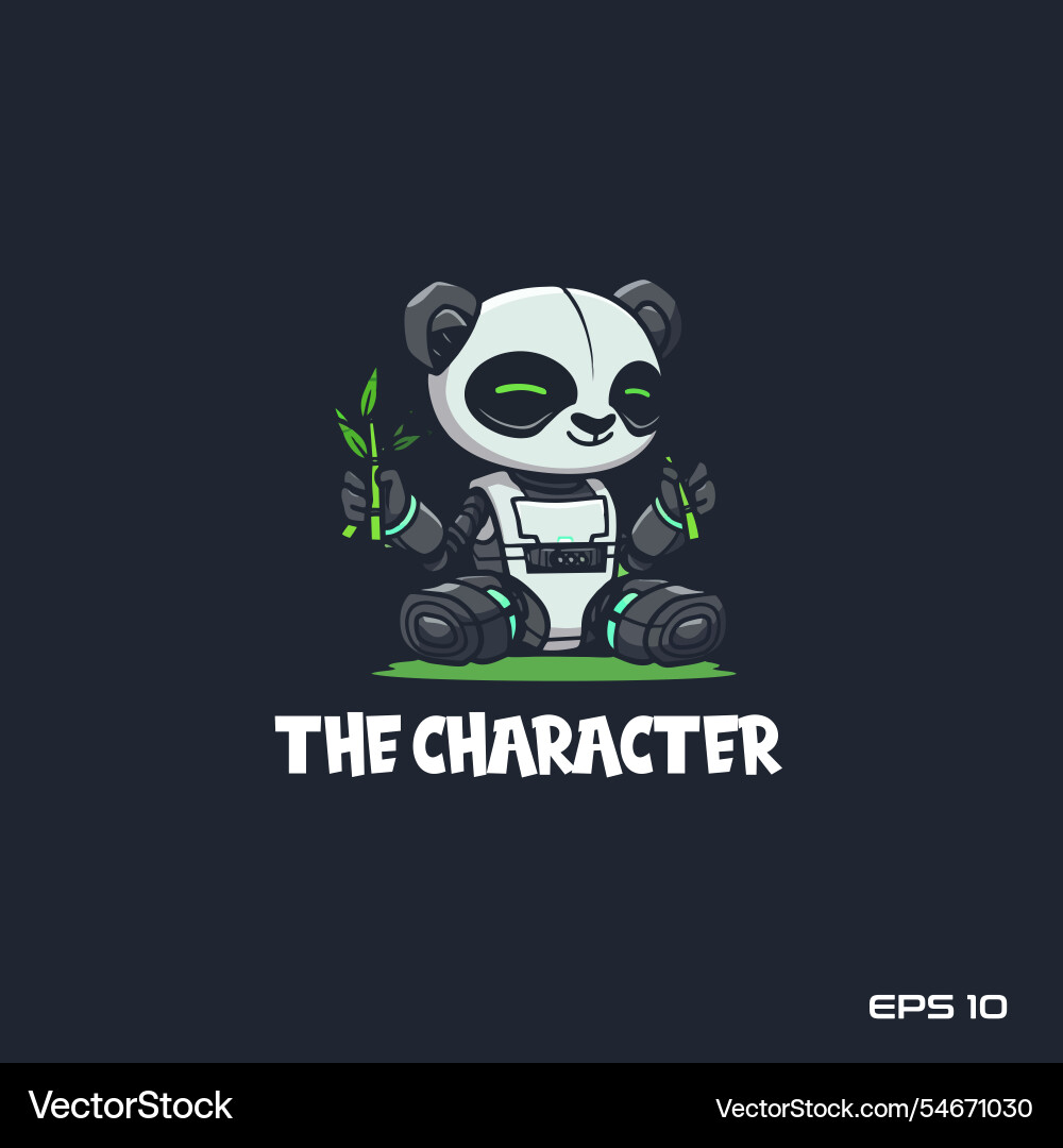 Cyborg robot panda character eps 10 mascot logo Vector Image