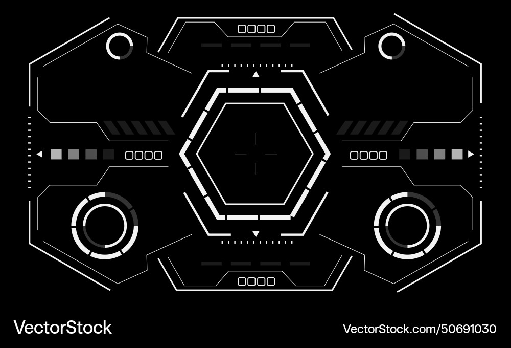 Hud sci-fi hexagon interface screen view white Vector Image