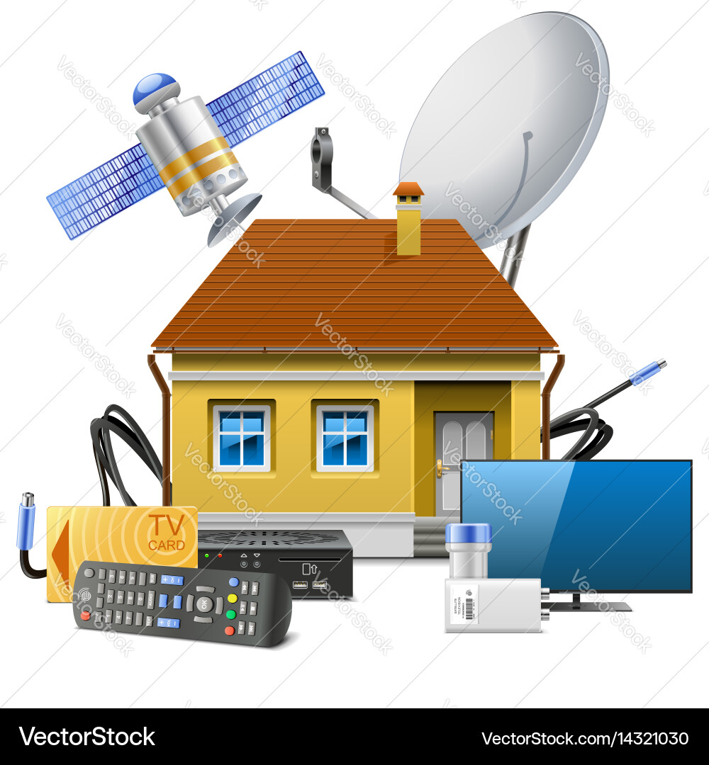 Satellite Dish and TV Equipment – Royalty-Free Vector | VectorStock