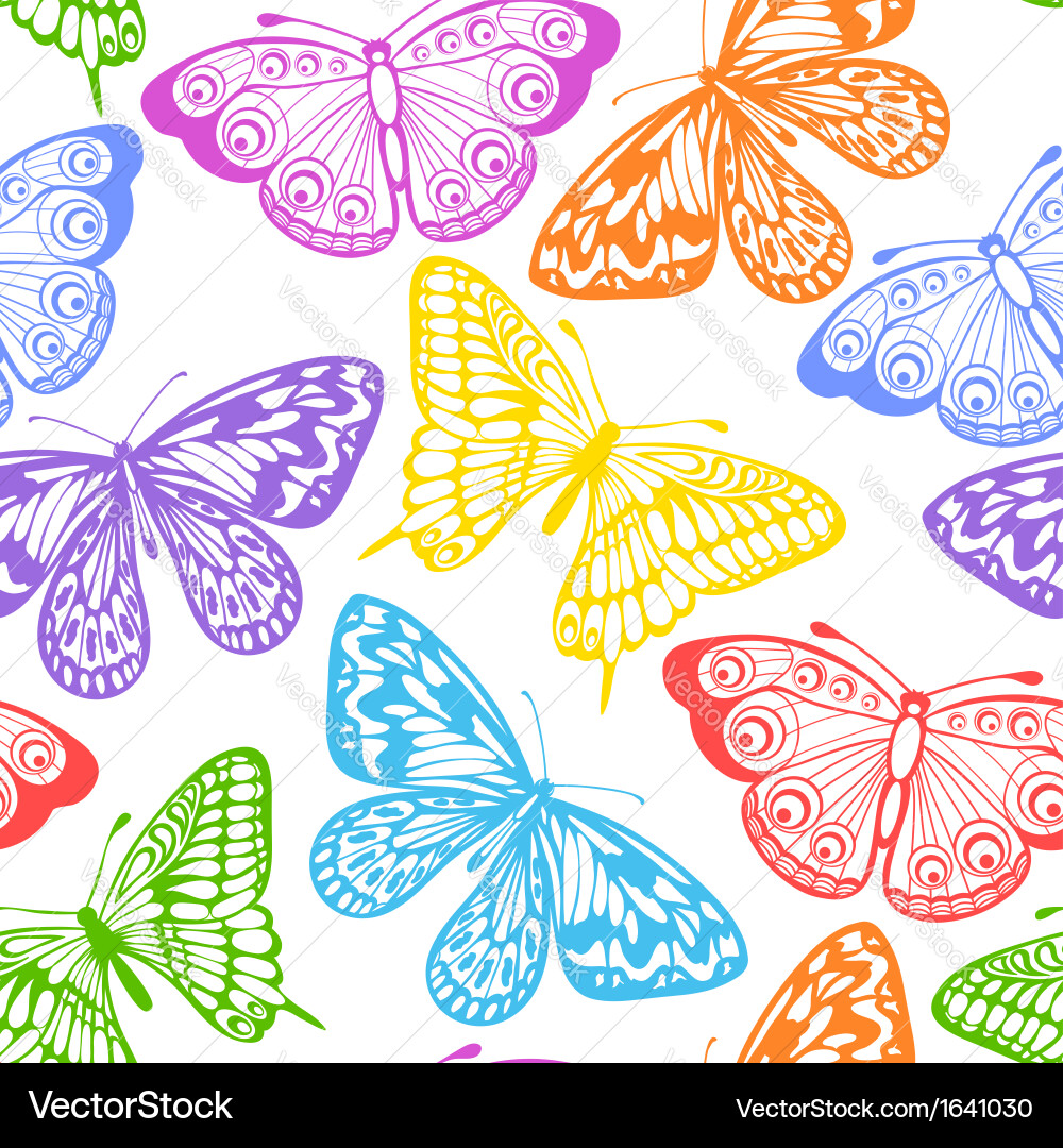 Seamless background of butterflies multi colored Vector Image
