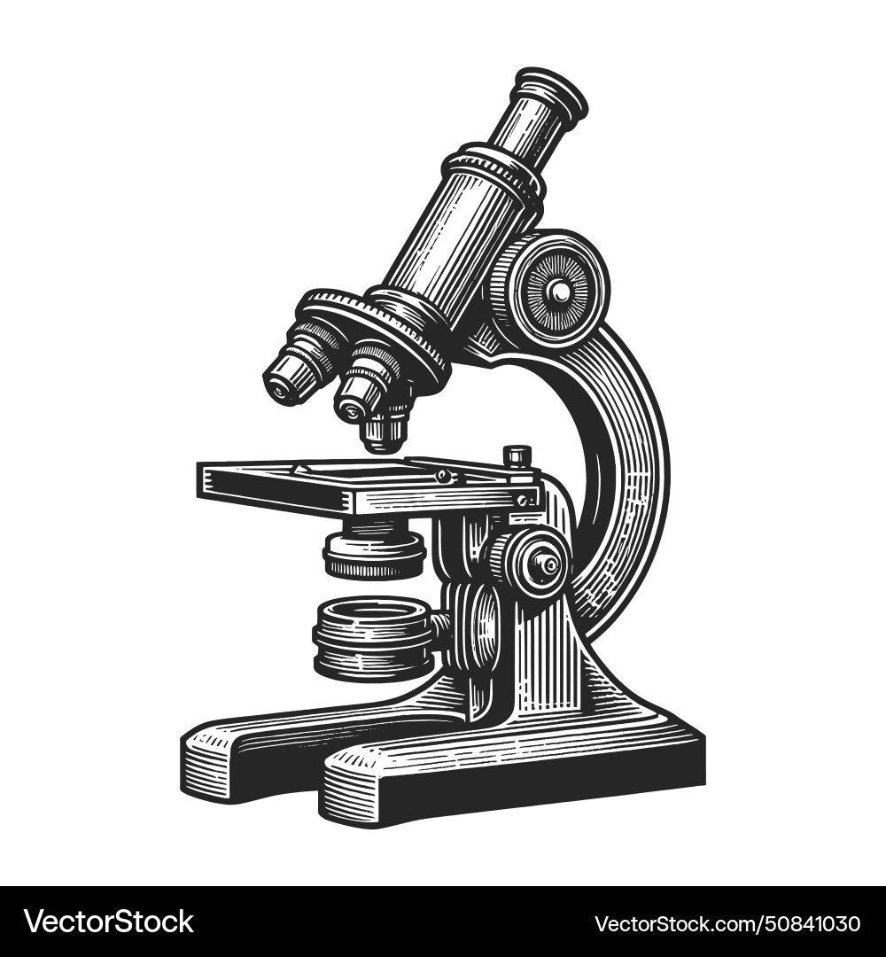 Vintage microscope sketch Royalty Free Vector Image
