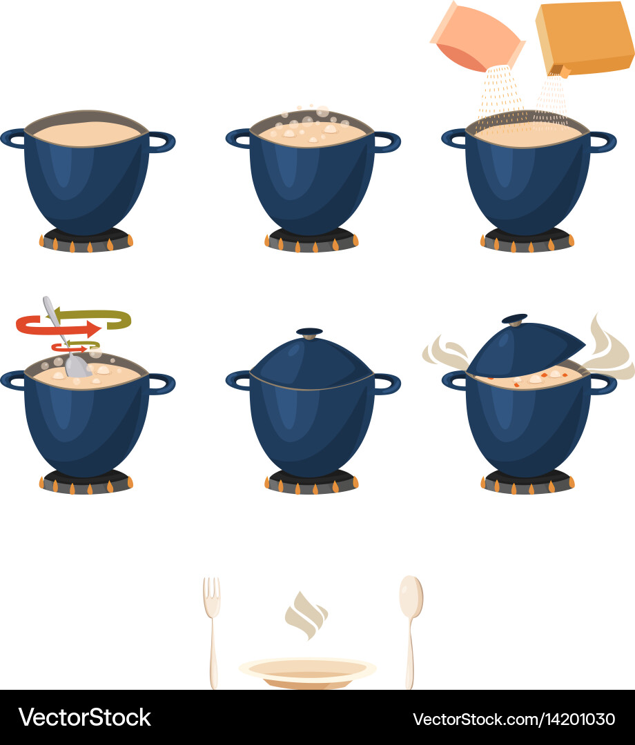 Visual phased cooking instruction Royalty Free Vector Image