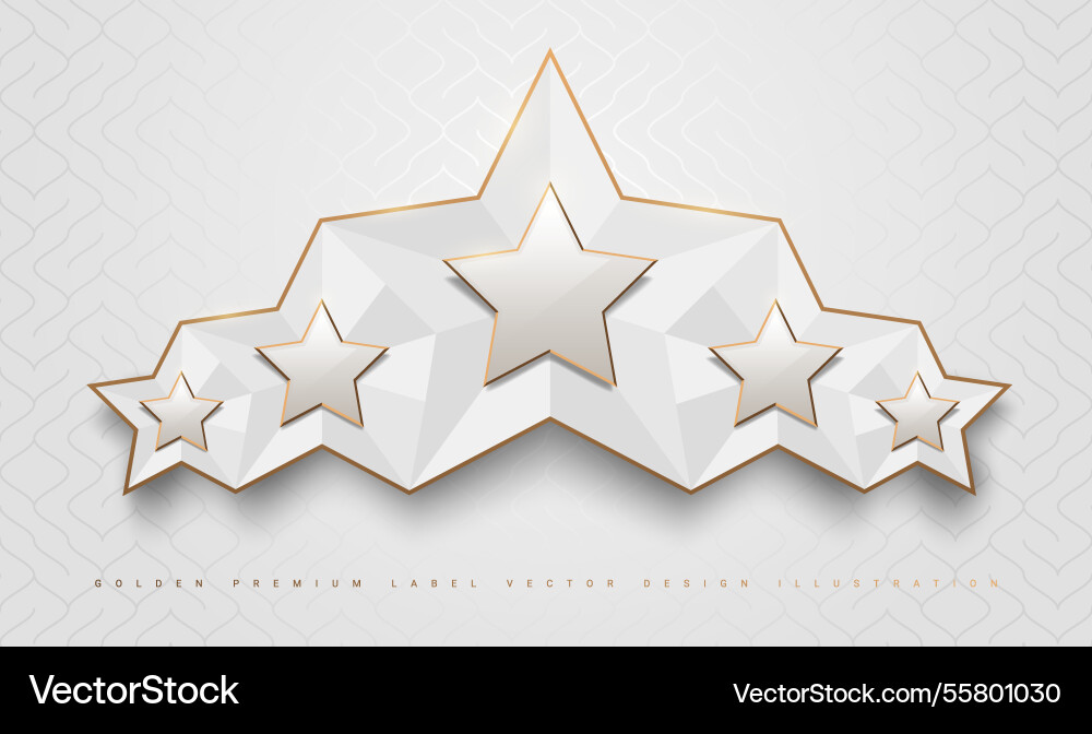 White glossy 5 star top rank logo badge frame Vector Image