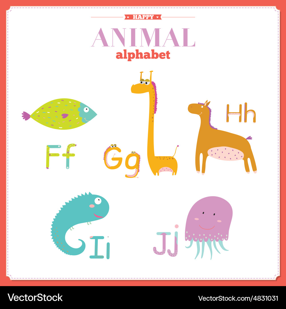 Cute zoo alphabet with cartoon and funny Vector Image