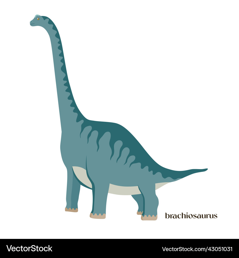 Hand drawn cartoon dinosaur brachiosaurus Vector Image