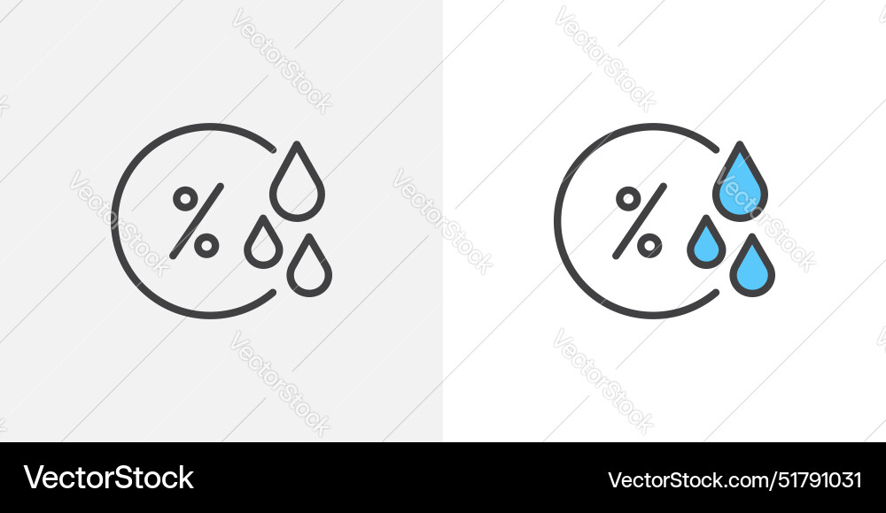 Humidity icon set black filled and outlined style Vector Image