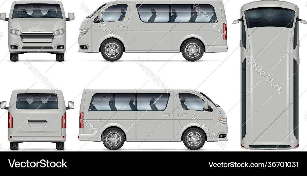 Minibus mockup isolated vehicle template Vector Image