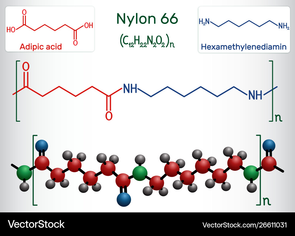 Nylon 66 or molecule it is plastic polymer Vector Image