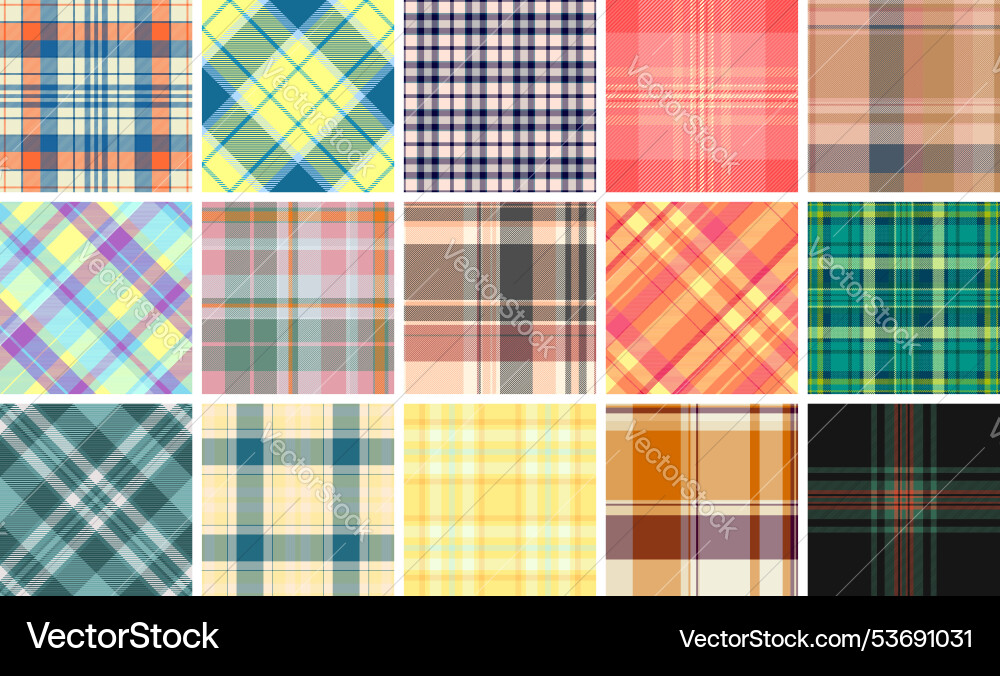 Vibrant plaid patterns with checks and stripes Vector Image