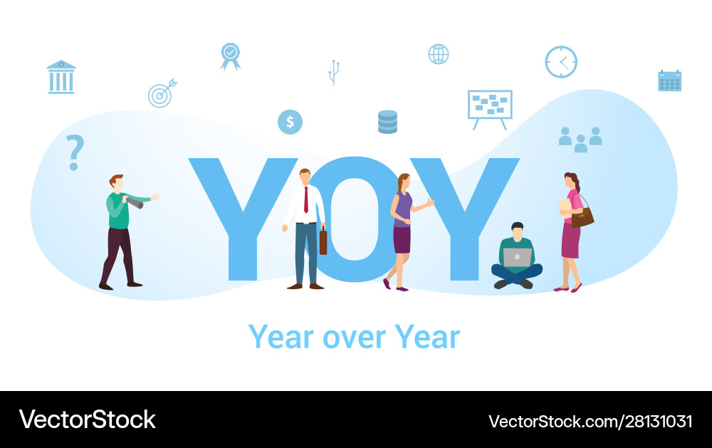 Yoy year over concept with big word or text Vector Image