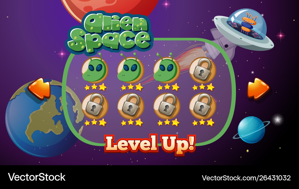 Alien space game background Royalty Free Vector Image