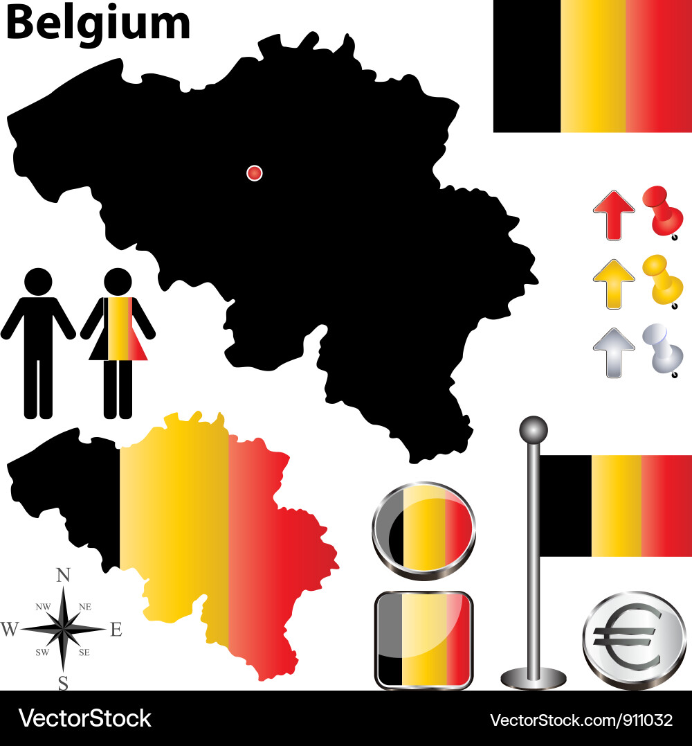 Belgium map small Royalty Free Vector Image - VectorStock