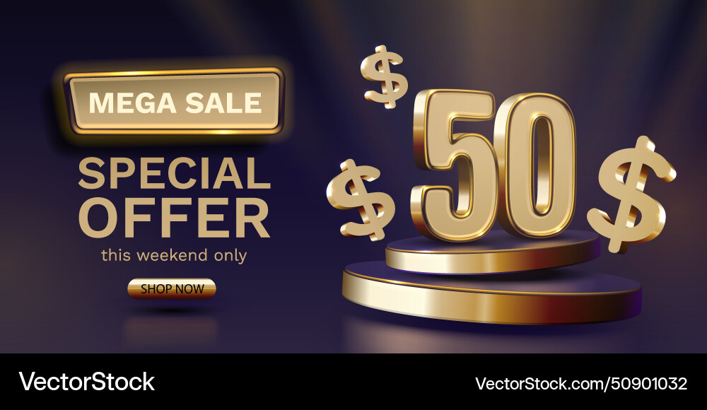 Coupon special voucher 50 dollar check banner Vector Image