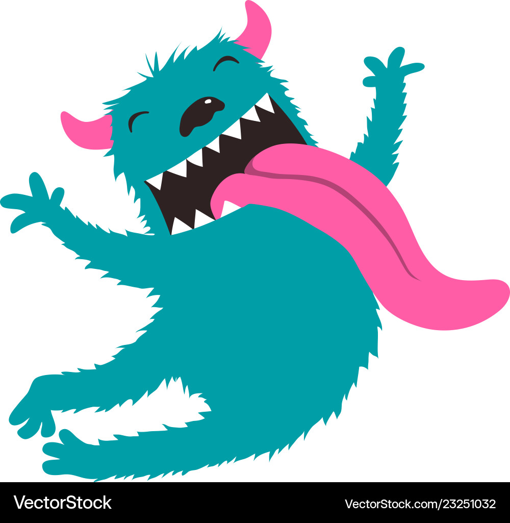 Crazy character jumping monster for kids design Vector Image
