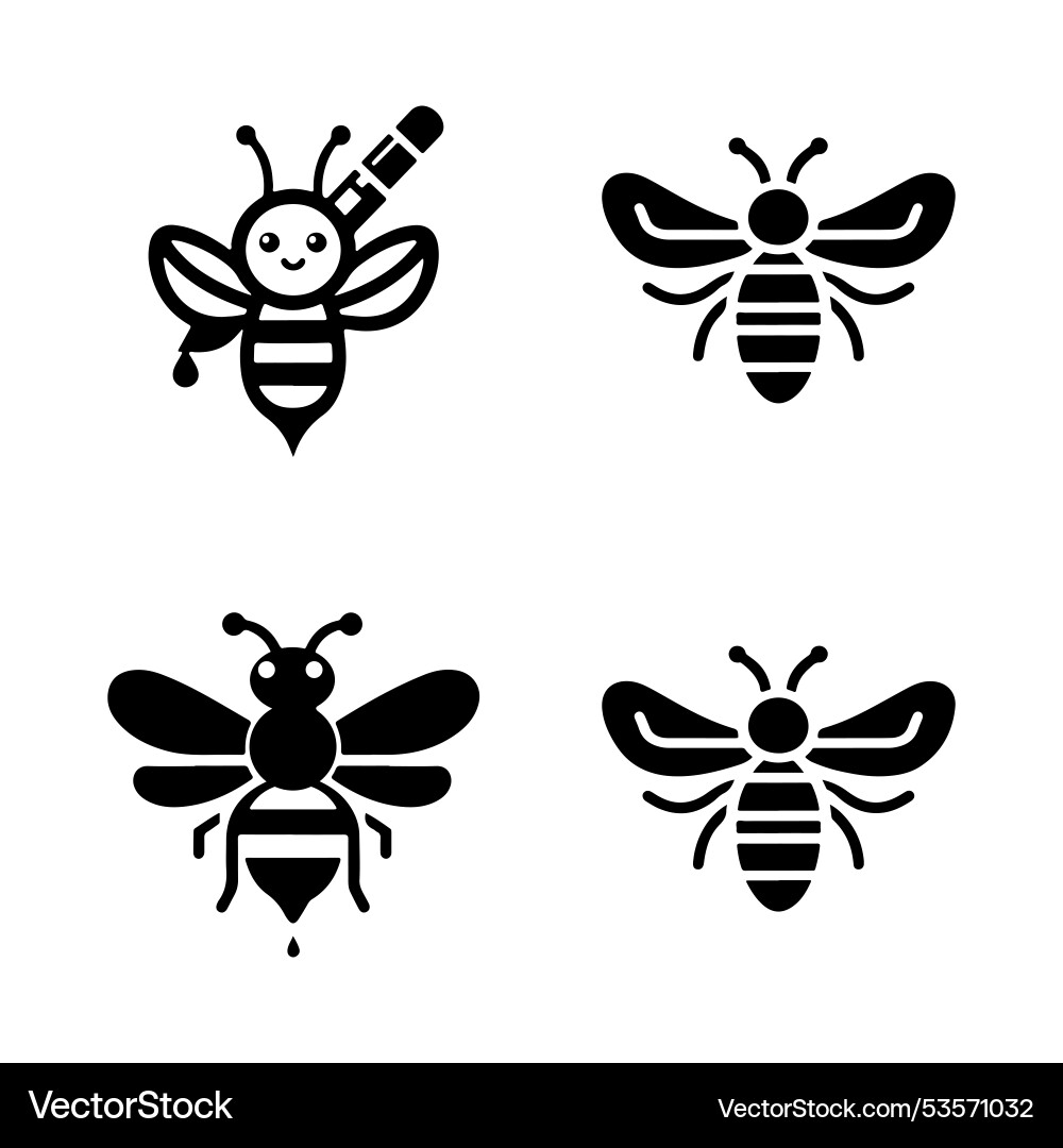 Cute bee flat icon Royalty Free Vector Image - VectorStock