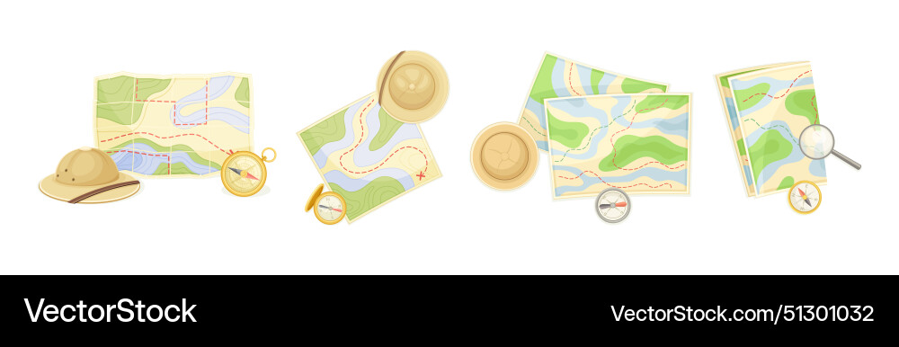 Expedition map depicting geography and route Vector Image