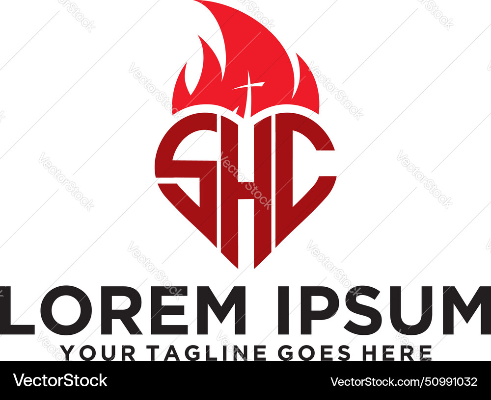 Initial shc letter church logo Royalty Free Vector Image