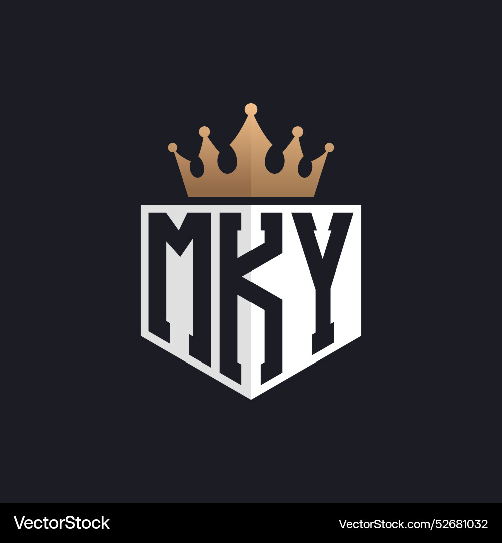 Luxury mky logo with crown elegant initials Vector Image