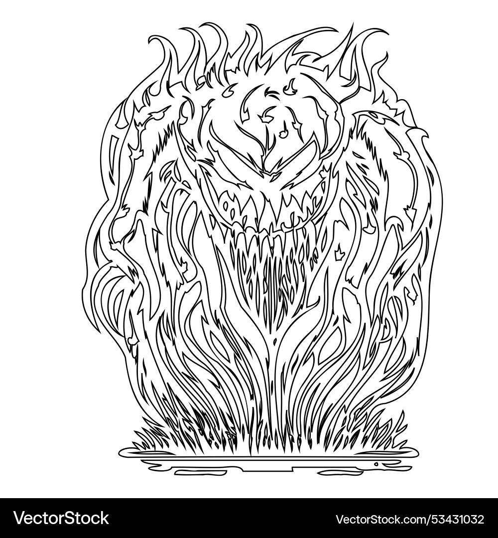 Swamp monster outline sketch Royalty Free Vector Image