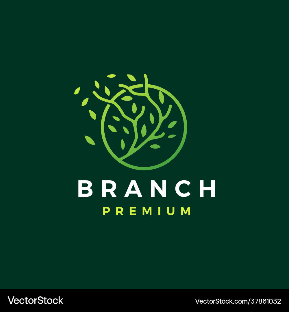 Three branch circle leaf tree logo icon Royalty Free Vector