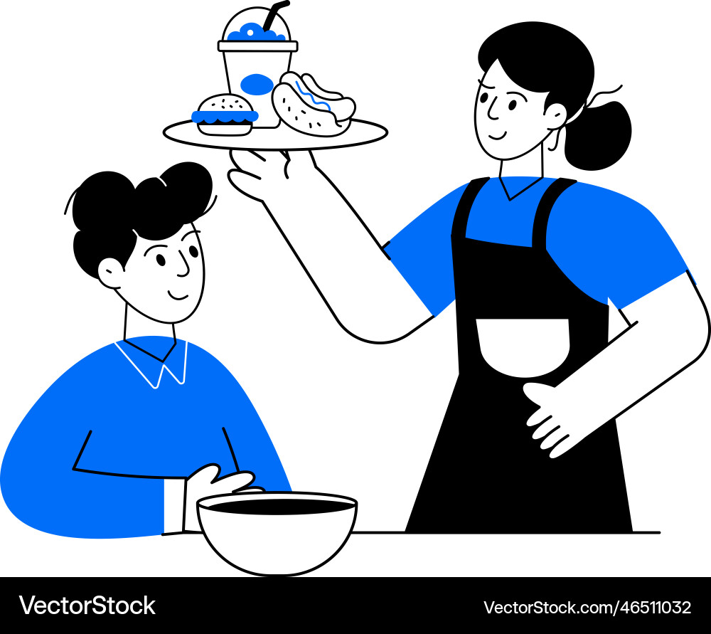 Waiter serving Royalty Free Vector Image - VectorStock