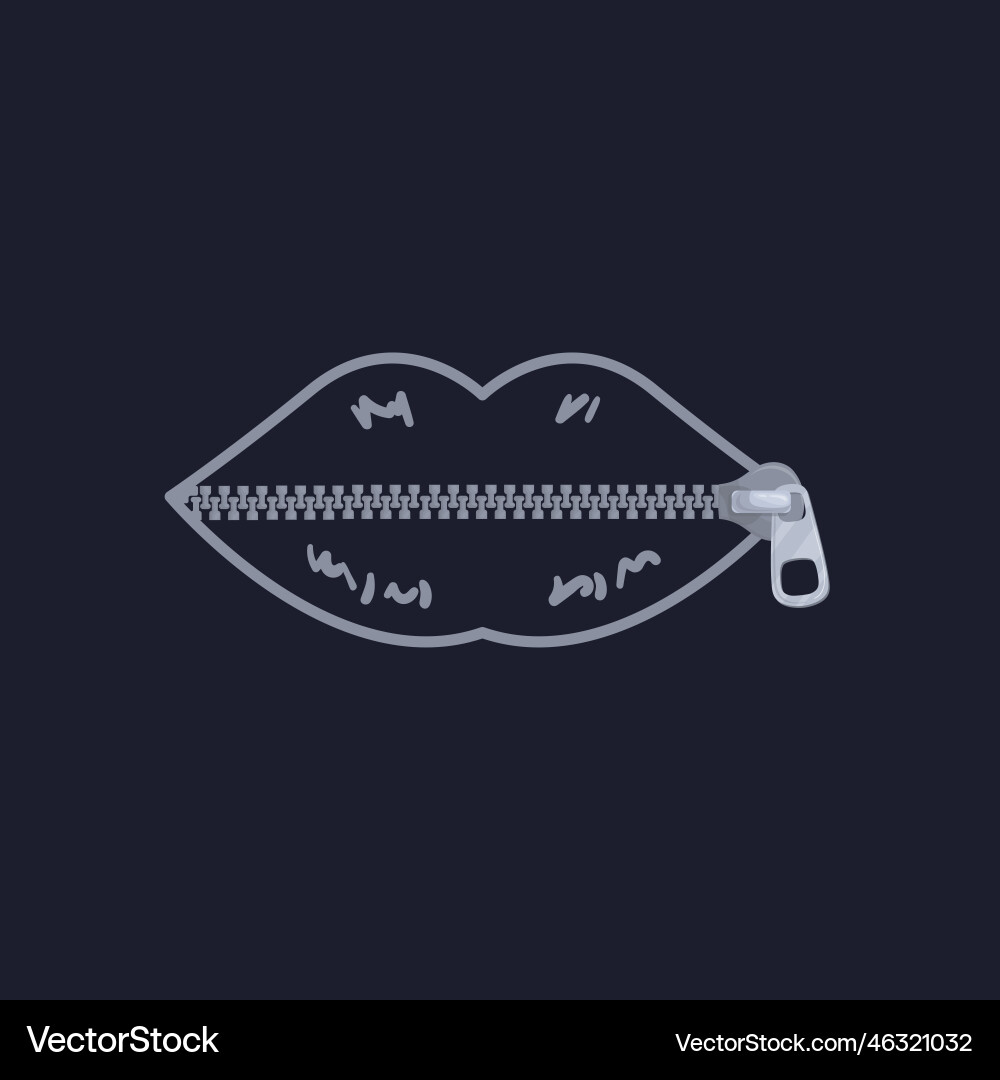 Zipped lips shut-up icon closed mouth violence Vector Image