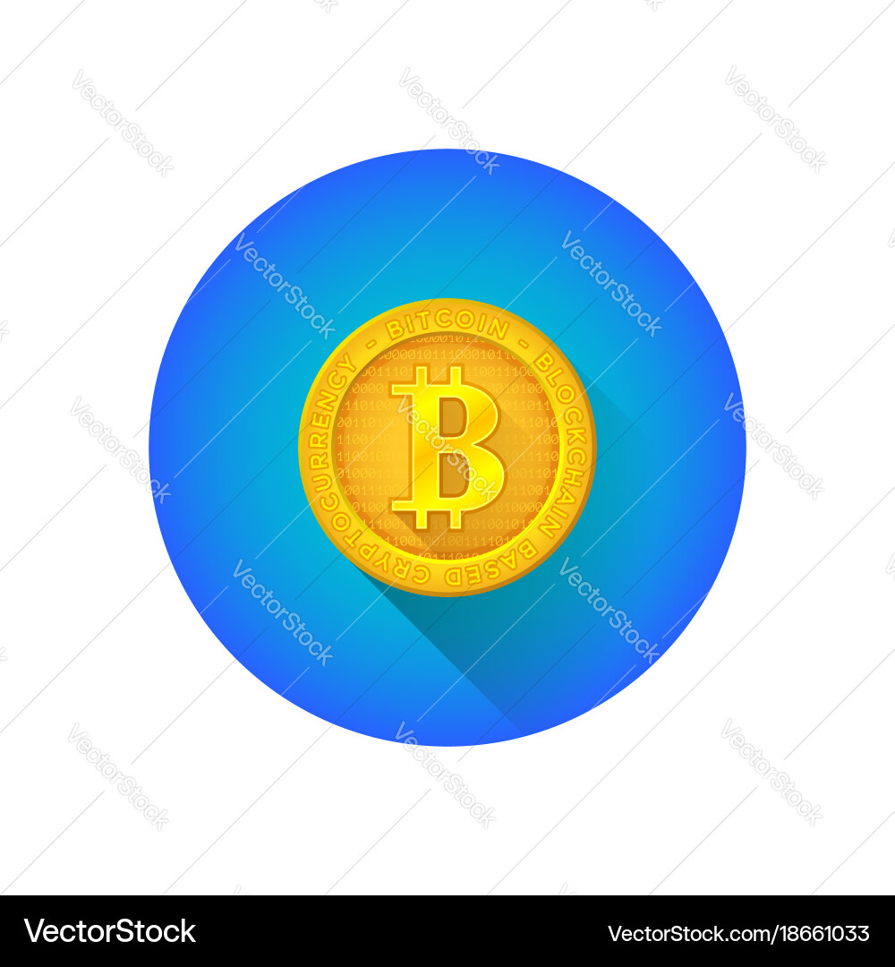 Bitcoin symbol gold coin icon Royalty Free Vector Image